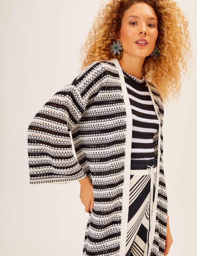 Kimono Tricot Listrado Tela